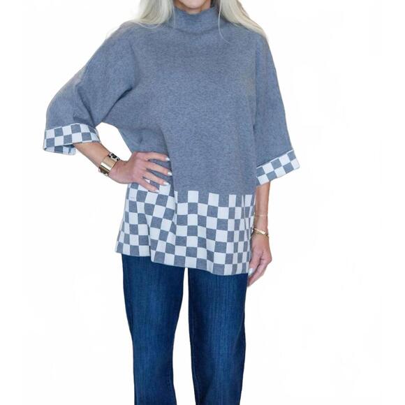 YOLLY | Sweaters | New Yolly Diana Checkered Sweater In Grey | Poshmark